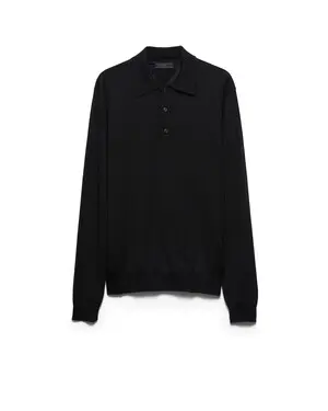 Prada Cashmere And Silk Polo Shirt - Black