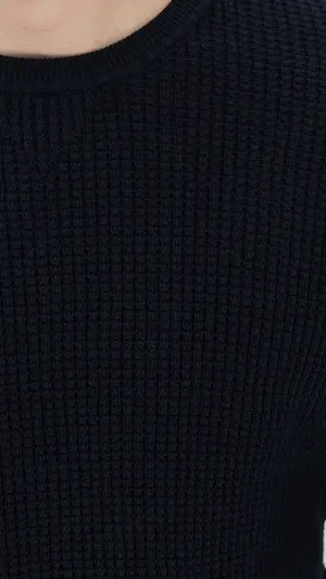 Billy Reid Mini Waffle Crew Sweater - Midnight