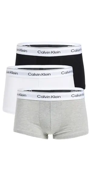 Calvin Klein Icon Cotton Stretch 3 Pack Low Rise Trunks - Grey Heather/white/black