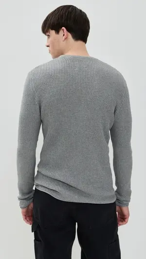 Billy Reid Mini Waffle Crew - Grey
