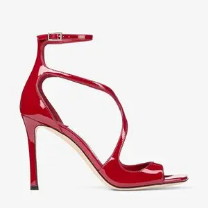 JIMMY CHOO Azia 95 Patent Leather Sandals - Ruby Red