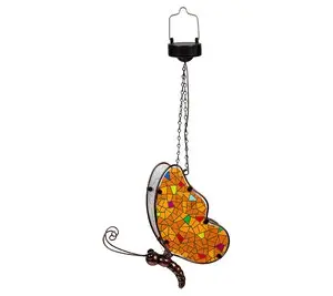 PLOW & HEARTH Solar Glass Mosaic-style Hanging Critter - One-color