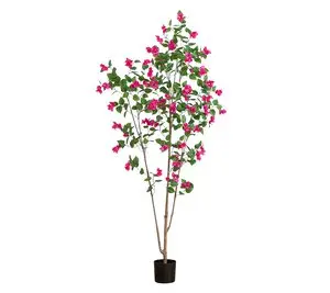NEARLY NATURAL 8' Artificial Miniamlist Bougain Villea Tree - One-color