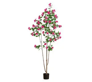 NEARLY NATURAL 7' Artificial Minimalist Bougain Villea Tree - One-color