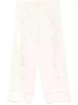 FORTE_FORTE Embroidered Cropped Trousers - Neutrals