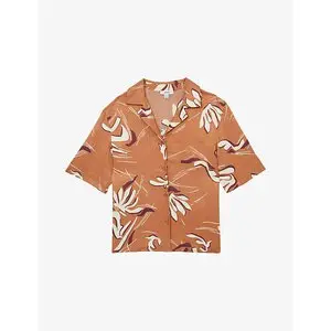 REISS Abstract-print Woven Shirt