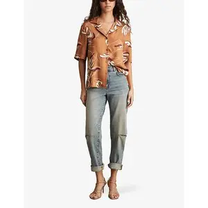 REISS Abstract-print Woven Shirt