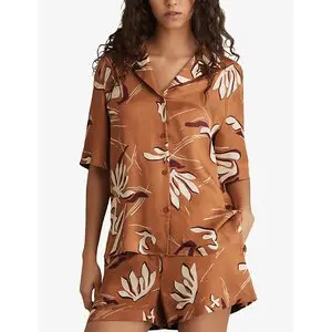 REISS Abstract-print Woven Shirt