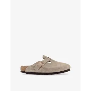 BIRKENSTOCK Boston Buckle Suede Clogs - Suede Taupe