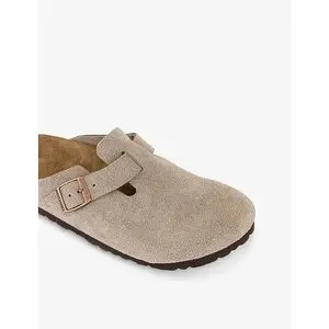 BIRKENSTOCK Boston Buckle Suede Clogs - Suede Taupe