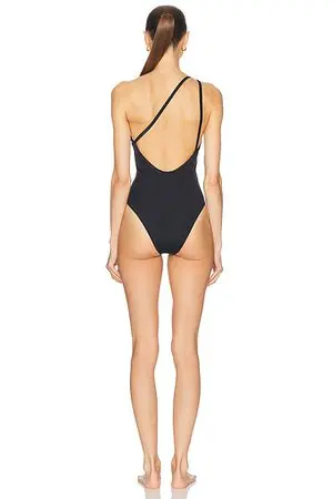 Versace One-shoulder One-piece Swimsuit With Logo Charm