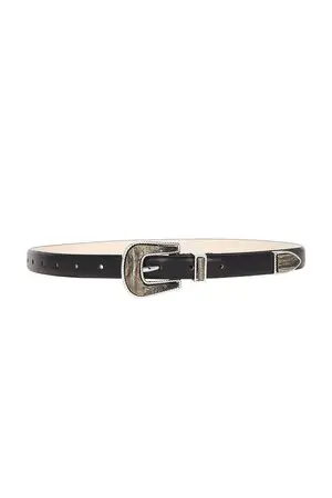 DEHANCHE Travertine Leather Belt - Black  Onyx Inlay  & Silver