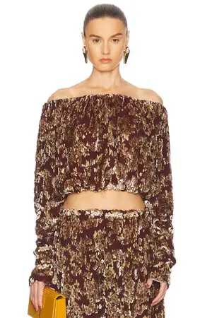 Saint Laurent Metallic One Shoulder Top