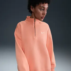 Nike Sportswear Phoenix Fleece Oversized 1/4-Zip Long Sweatshirt Orange