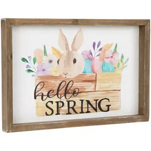 NORTHLIGHT Hello Spring Easter Bunny Wall Sign11.75