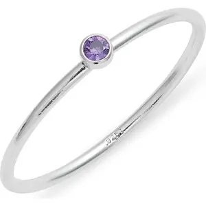 NASHELLE Birthstone Ring - February Sterling Silver