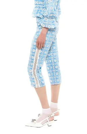 Anna Sui Lattice Lace Embroidery Capri Pants