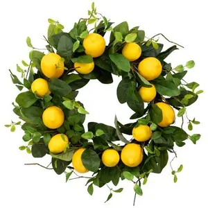 NORTHLIGHT Lemons And Assorted Foliage Spring Wreath20"