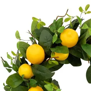 NORTHLIGHT Lemons And Assorted Foliage Spring Wreath20"