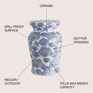JONATHAN Y Poppies 17.7" Ceramic Garden Stool