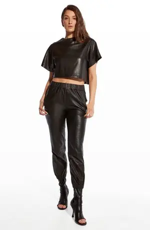 AS By DF Beck Upcycled Leather Tee - Black
