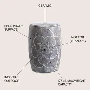 JONATHAN Y Camellia 17" Ceramic Drum Garden Stool