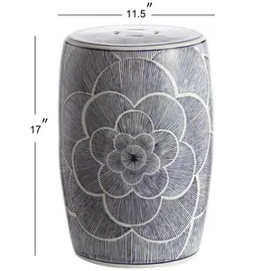 JONATHAN Y Camellia 17" Ceramic Drum Garden Stool