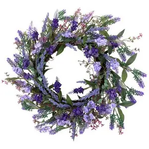 NORTHLIGHT Lavender Artificial Spring Floral Wreath - Purple