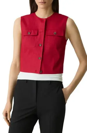 Theory Linen-blend Trucker Vest