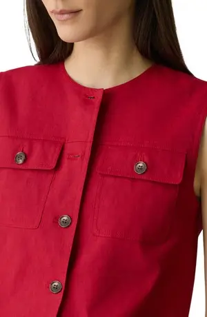 Theory Linen-blend Trucker Vest