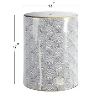 JONATHAN Y Fish Scale 17" Modern Ceramic Garden Stool