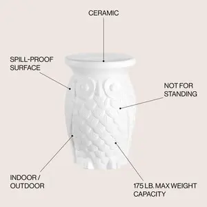JONATHAN Y Groovy Owl 17.5" Ceramic Garden Stool
