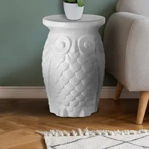 JONATHAN Y Groovy Owl 17.5" Ceramic Garden Stool