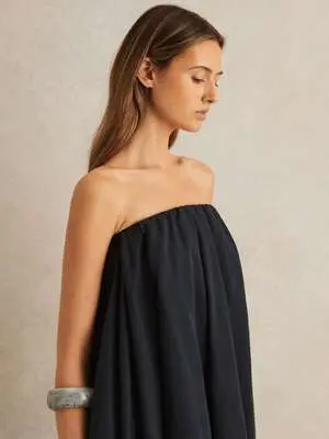 REISS Flo Tencel Strapless Dip-hem Mini Dress