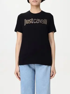 Just Cavalli T-shirt With Embellished Logo - Black