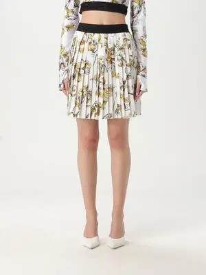Versace Pleated Mini Skirt With Barocco Print - White