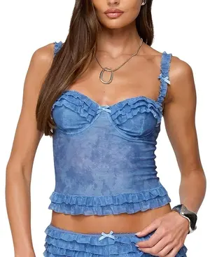 EDIKTED Shailee Ruffled Bra Top - Blue