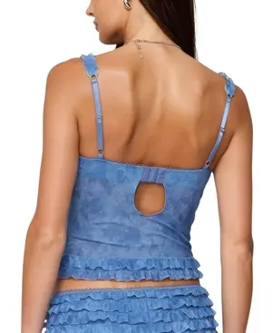 EDIKTED Shailee Ruffled Bra Top - Blue