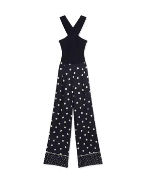 Ted Baker London Carmman Knit Bodice Polka Dot Jumpsuit