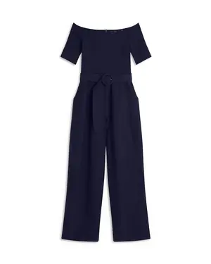 Ted Baker London Angeliy Knit Bodice Bardot Top Jumpsuit - Navy