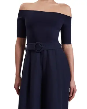 Ted Baker London Angeliy Knit Bodice Bardot Top Jumpsuit - Navy