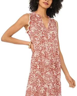 Vince Camuto Sleeveless Tiered Maxi Dress With Crochet Lace Trim