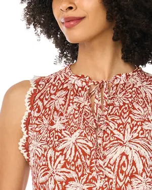 Vince Camuto Sleeveless Tiered Maxi Dress With Crochet Lace Trim