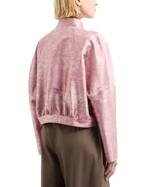 Emporio Armani Landscape Tonal Print Shiny Jacquard Jacket