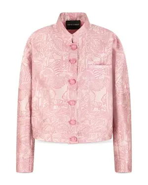 Emporio Armani Landscape Tonal Print Shiny Jacquard Jacket