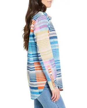 NIC+ZOE Sunset Stripe Boyfriend Shirt