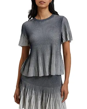 Ted Baker London Textured Stripe Fluted Sleeve Tee