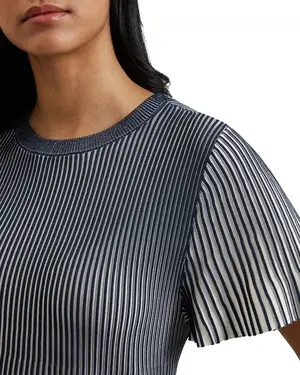 Ted Baker London Textured Stripe Fluted Sleeve Tee