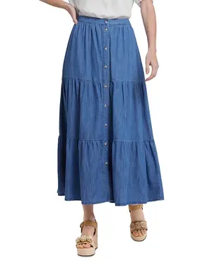 NYDJ Tiered Denim Maxi Skirt