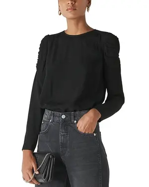 Whistles Nelly Ruched Top - Black